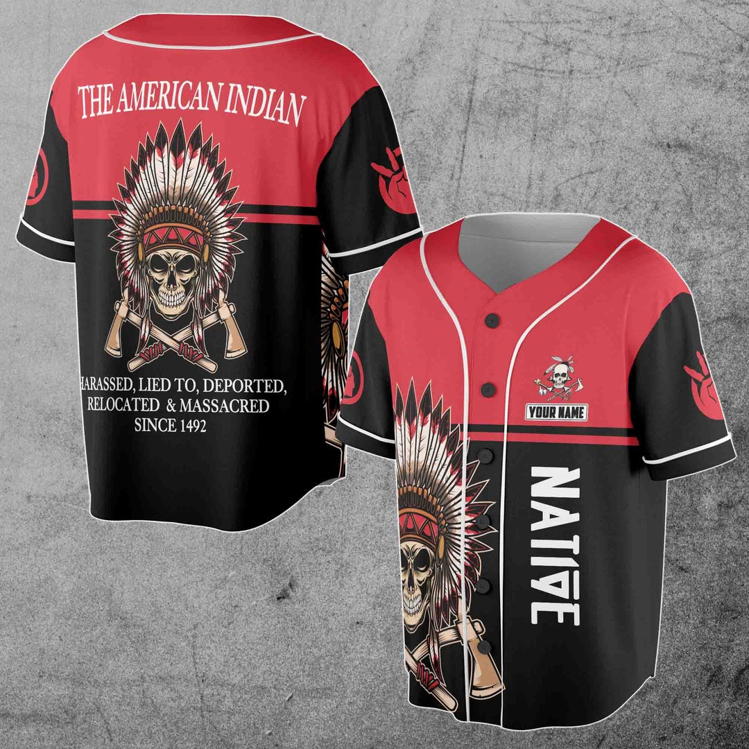 Custom Name Native Amercia Indian Tribal Skull Baseball Jersey S-5XL - Etsy