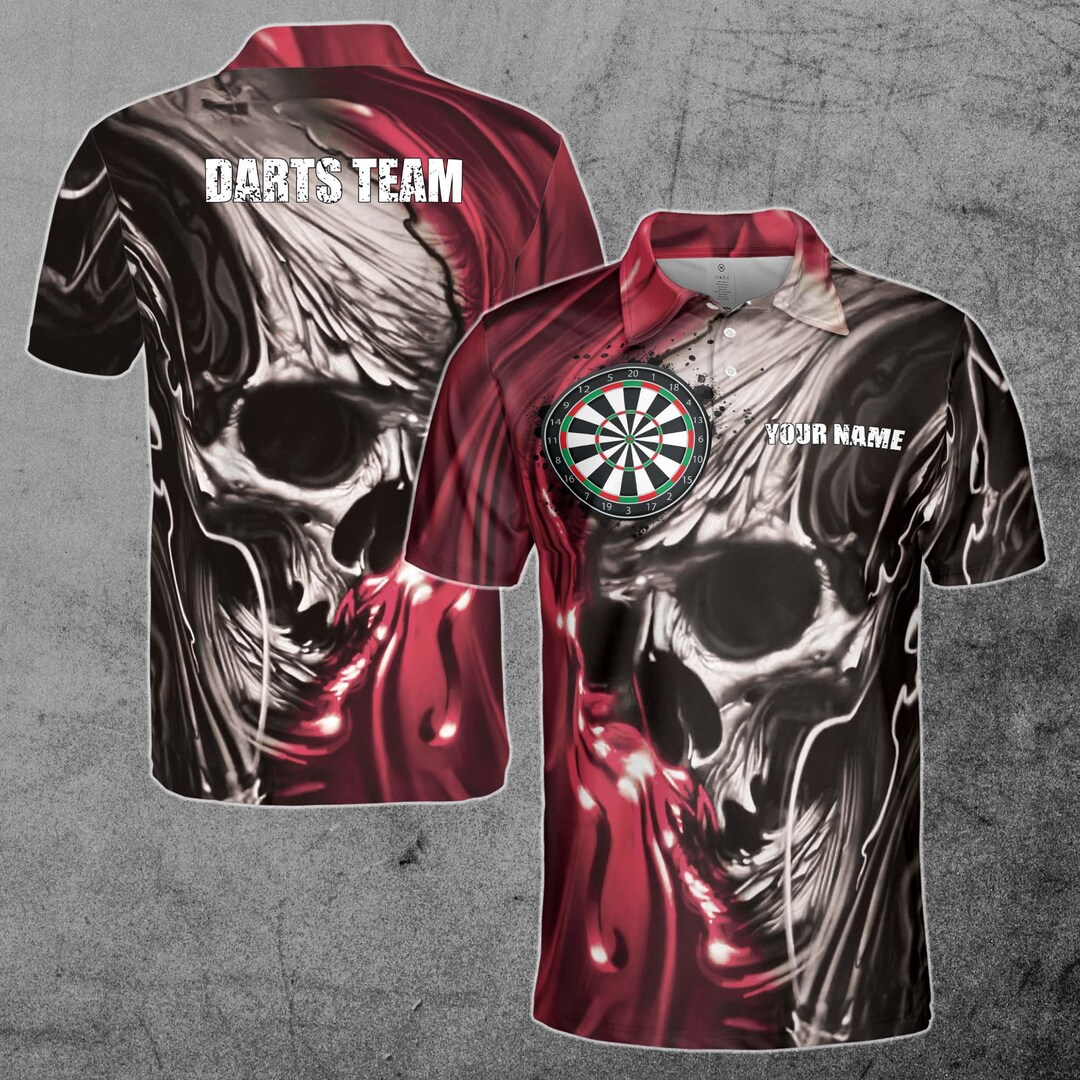 Personalized Darts, Custom Dart Skull for Team 3D Polo Shirt Size S-5XL ...
