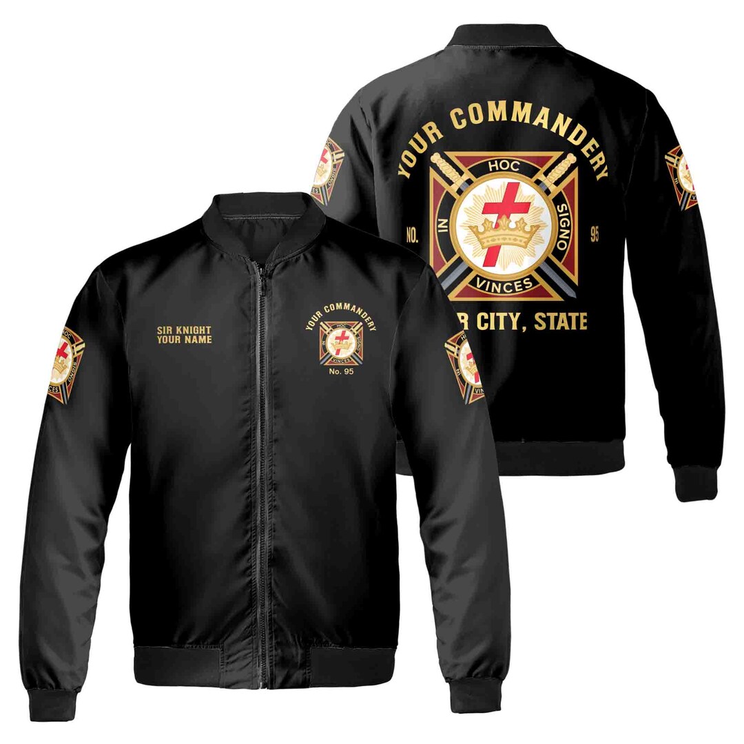 Customize Name Masonic Knights Templar Commandery Freemasonry Bomber ...