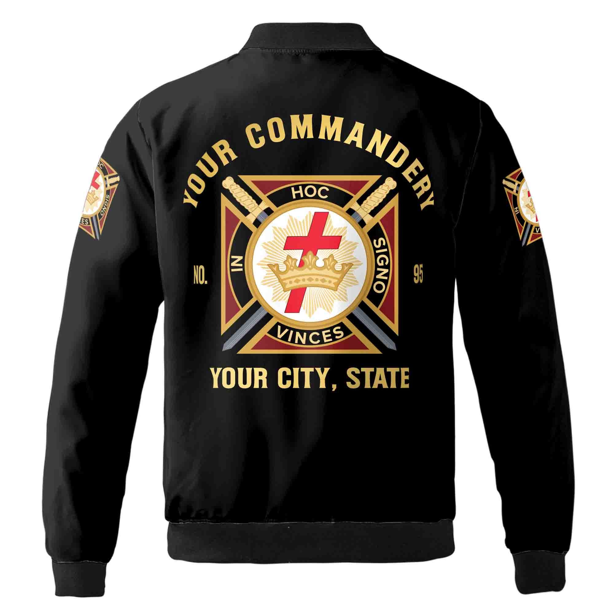 Customize Name Masonic Knights Templar Commandery Freemasonry Bomber ...