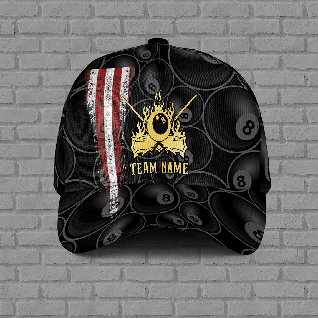 Personalized Name and Team Billiards Pool Team Club Men 3D Baseball Cap ...