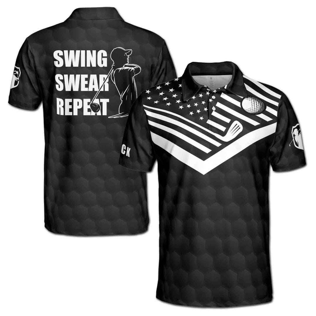 Custom Name Swing Swear Repeat Golf Lover Men's Polo Shirt S-5XL - Etsy