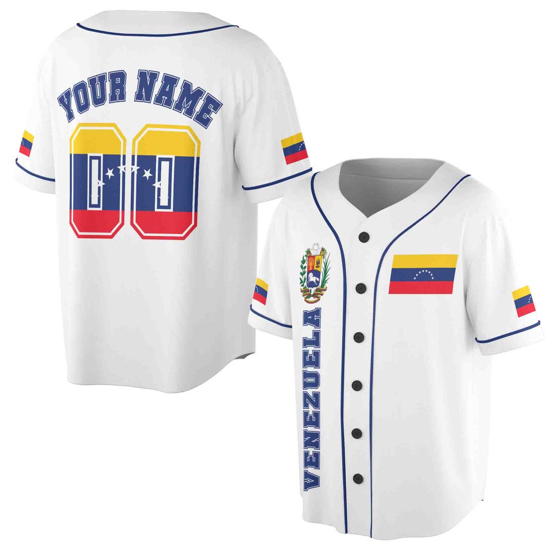 Personalize Name Number Venezuela Flag Coat of Arms Baseball Jersey S ...