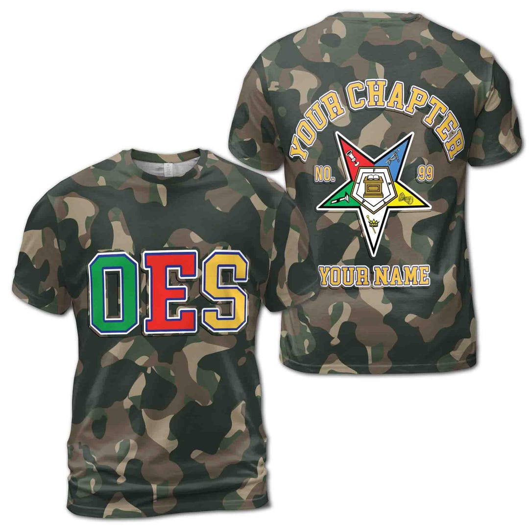 Customized Camo OES Order of the Eastern Star Pentagon Down T-shirt S ...