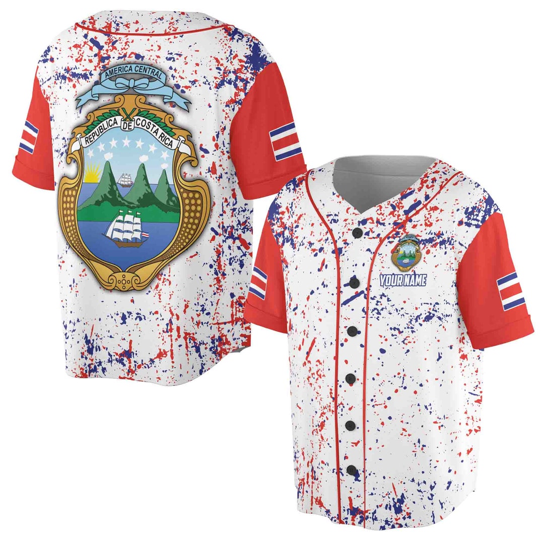 Custom Colorful Paint Splatter Republica De Costa Rica Baseball Jersey ...