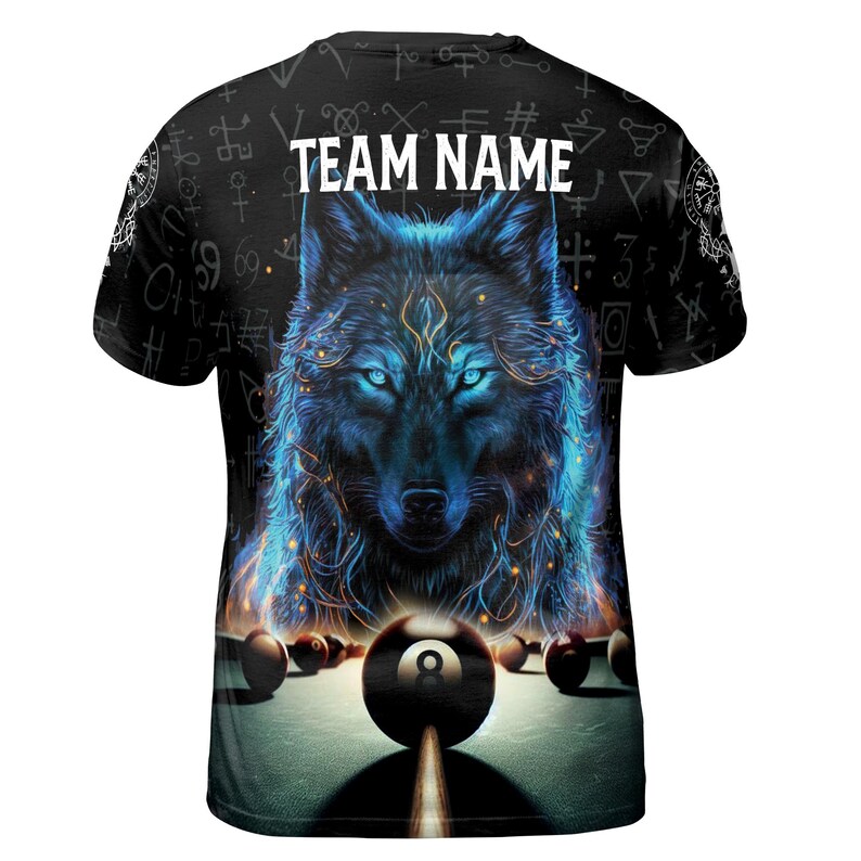 Customize Team Name Billiards and Wilderness Wolf Rune Magic Pattern ...