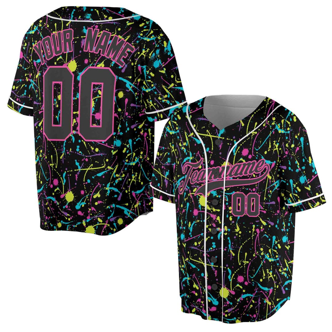 Customizable Paint Splatter Baseball Jersey: Neon Graffiti Style - Etsy