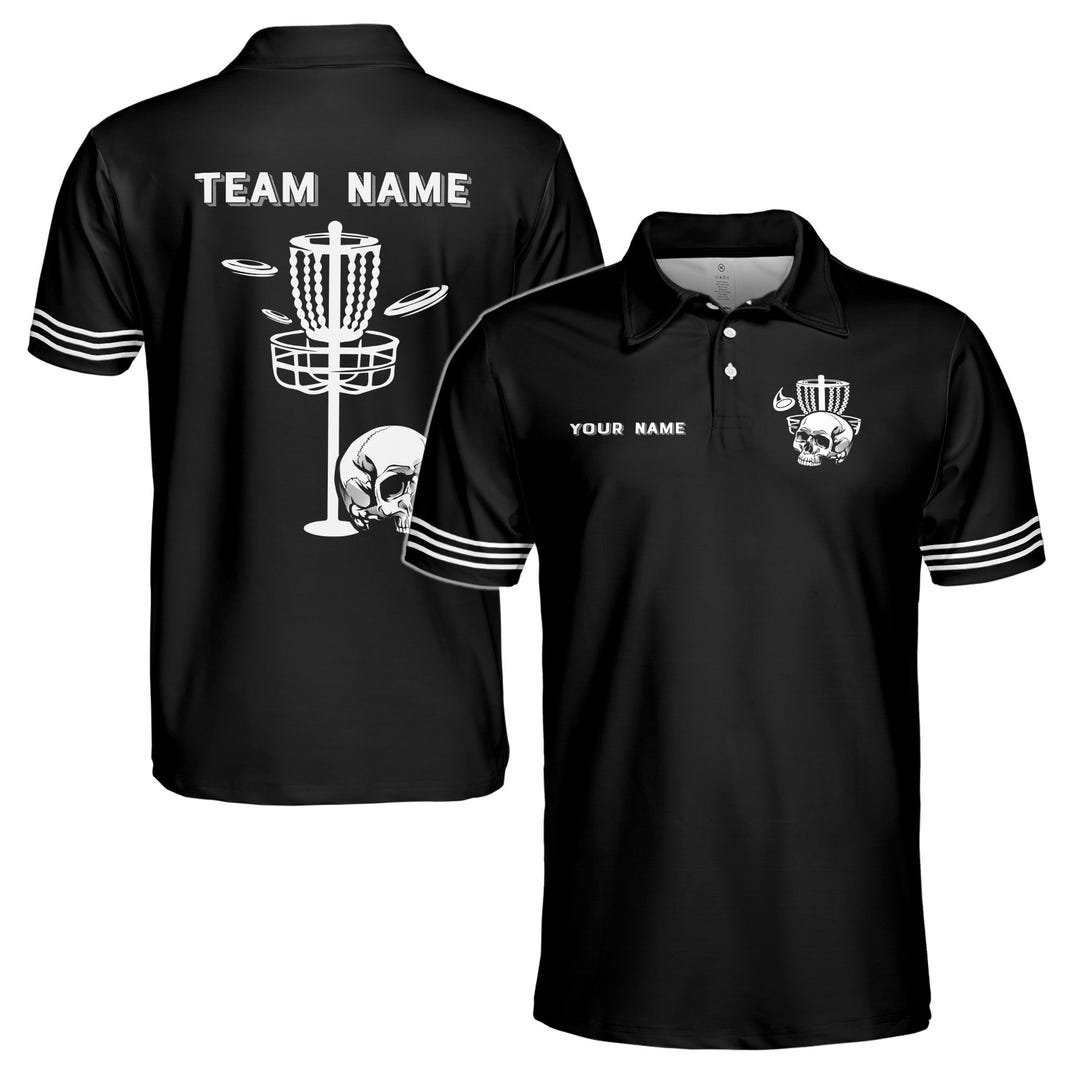 Custom Name Team Skull Disc Golf Black Men's Polo Shirt S-5XL - Etsy