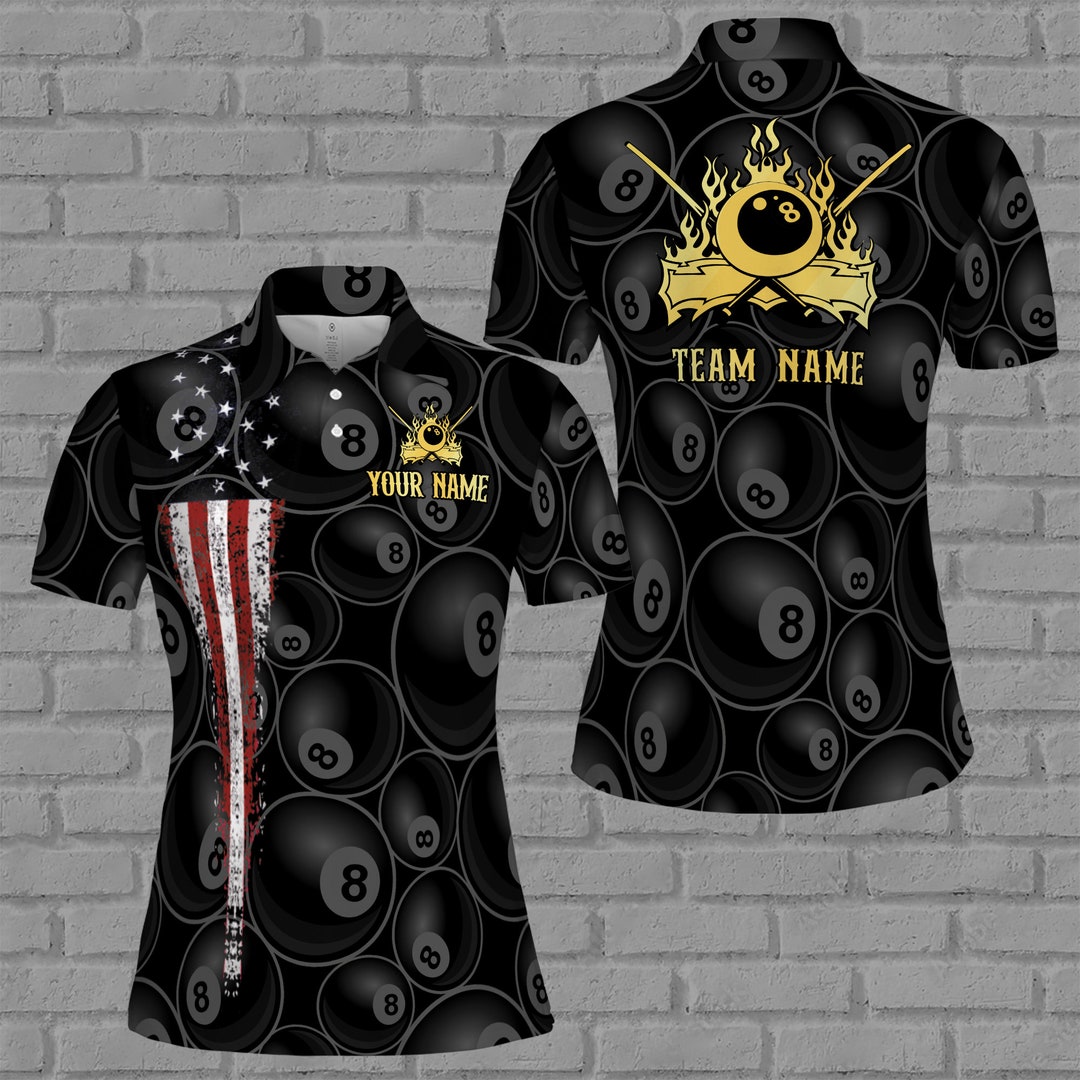 Personalized Name and Team Billiards Pool Team Club Women 3D Polo Shirt ...