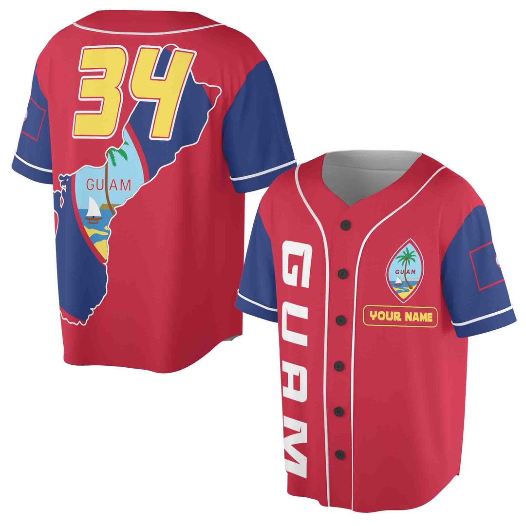 Personalized Name Number Patriotic Guam Flag Coat of Arms Baseball ...