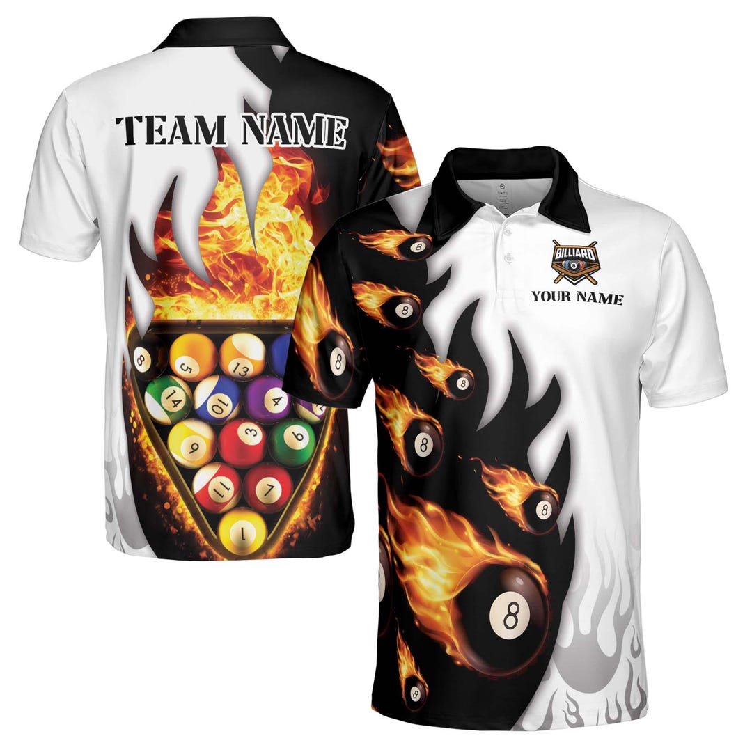 Customized Flaming Billiard Team Name Men's Polo S-5XL - Etsy