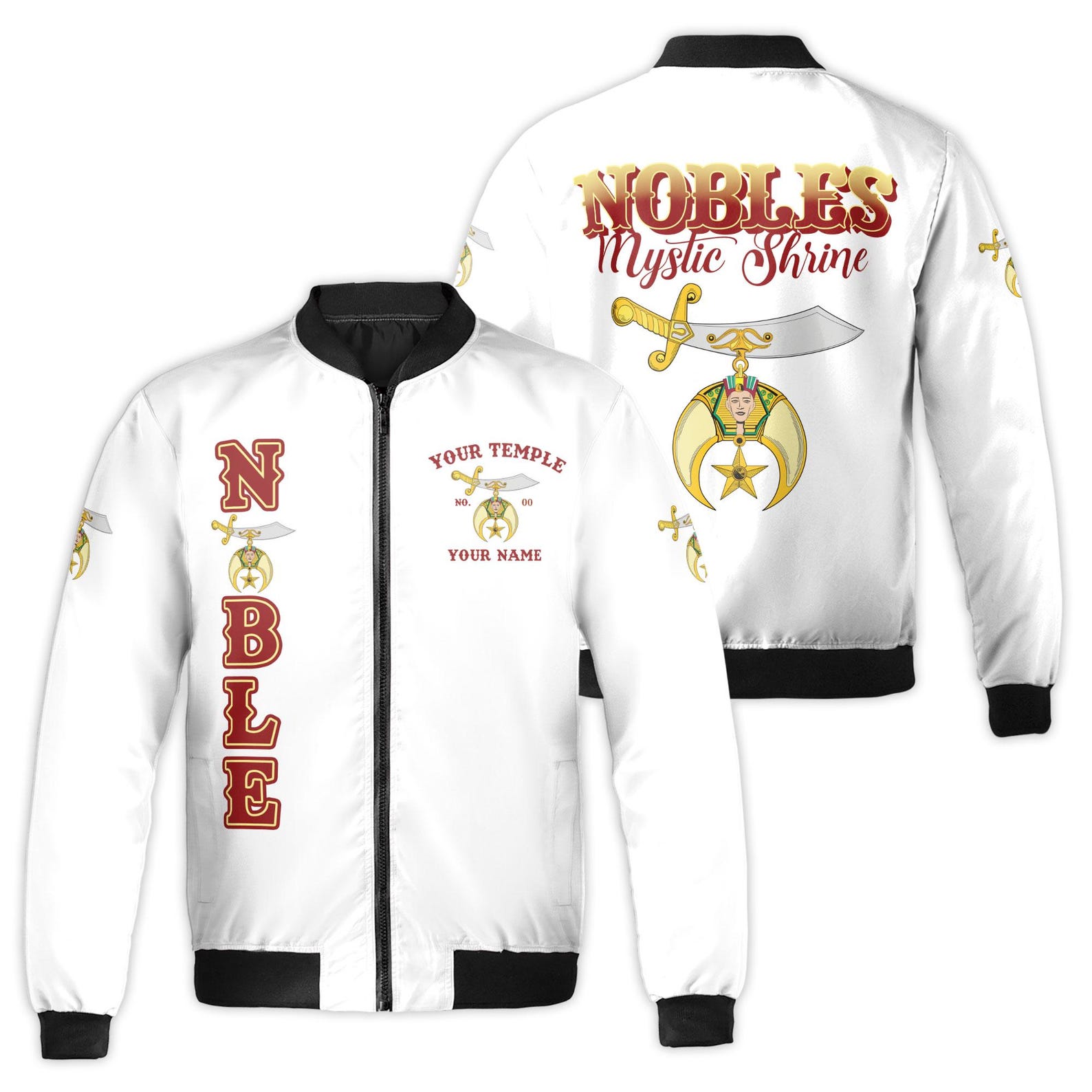 Personalized Mystic Shriner Noble Shriners Masonic Bomber Jacket S-5XL ...