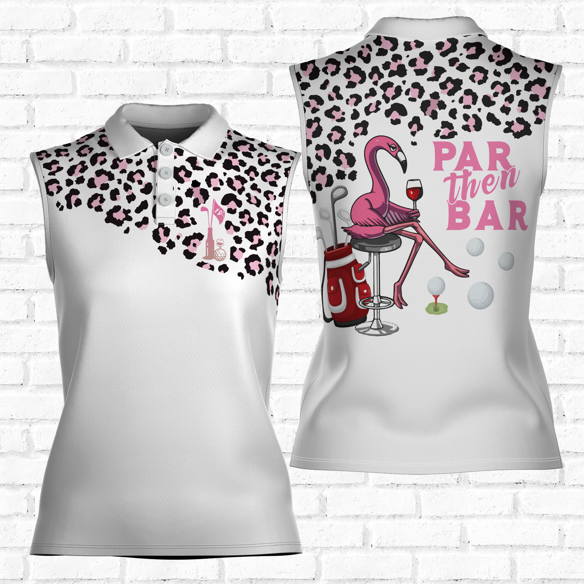 Par Then Bar Leopard Flamingo 3D Women Sleeveless Polo Size - Etsy