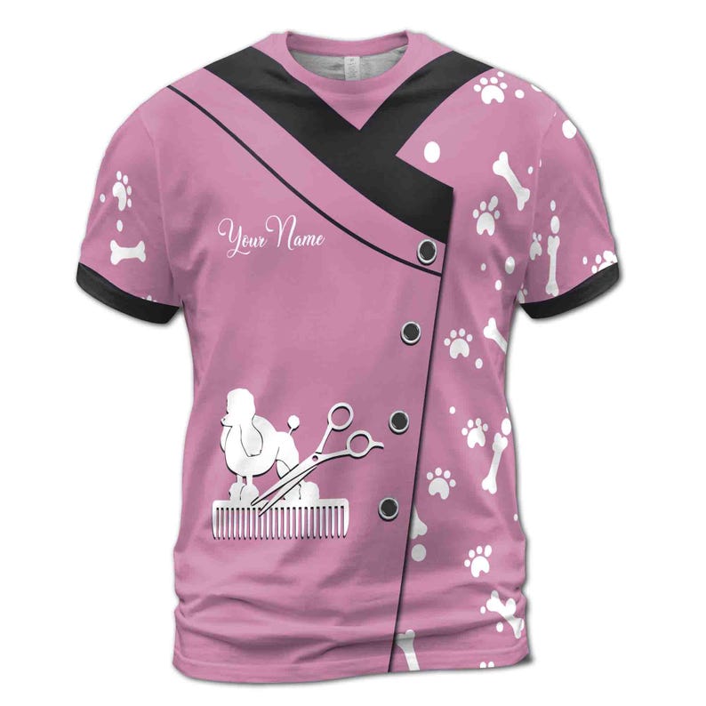 Custom Name Puppy Dog Grooming Uniform for Salon 3D T-shirt S-5XL - Etsy