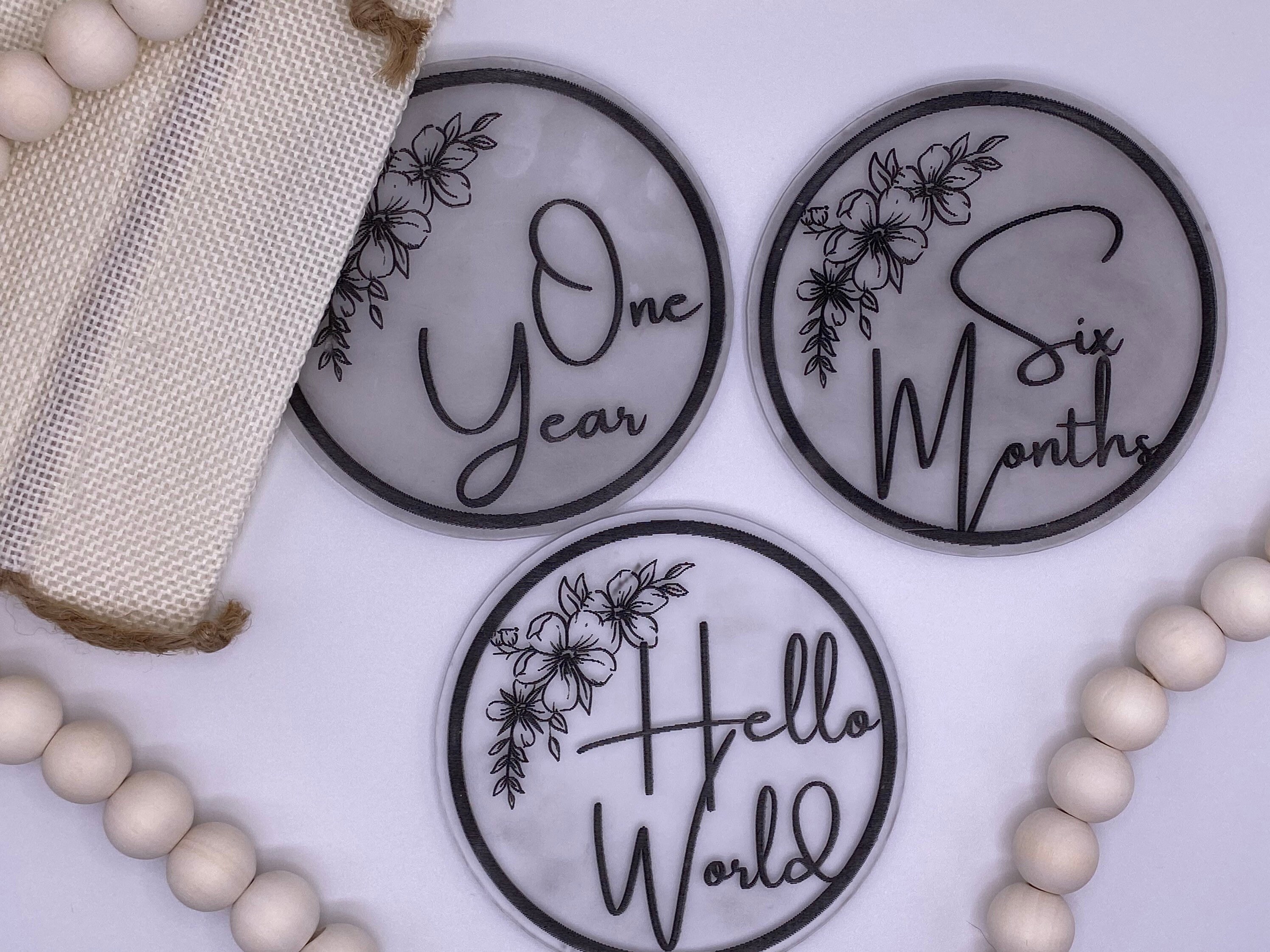 Baby Milestone SVG File Floral Milestone Markers Laser Files | Etsy