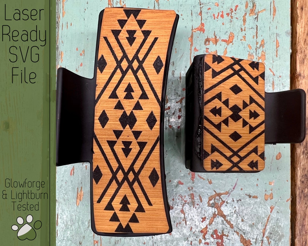 Aztec Hair Clip SVG File for Laser Cutters, Large and Small Claw Hair ...