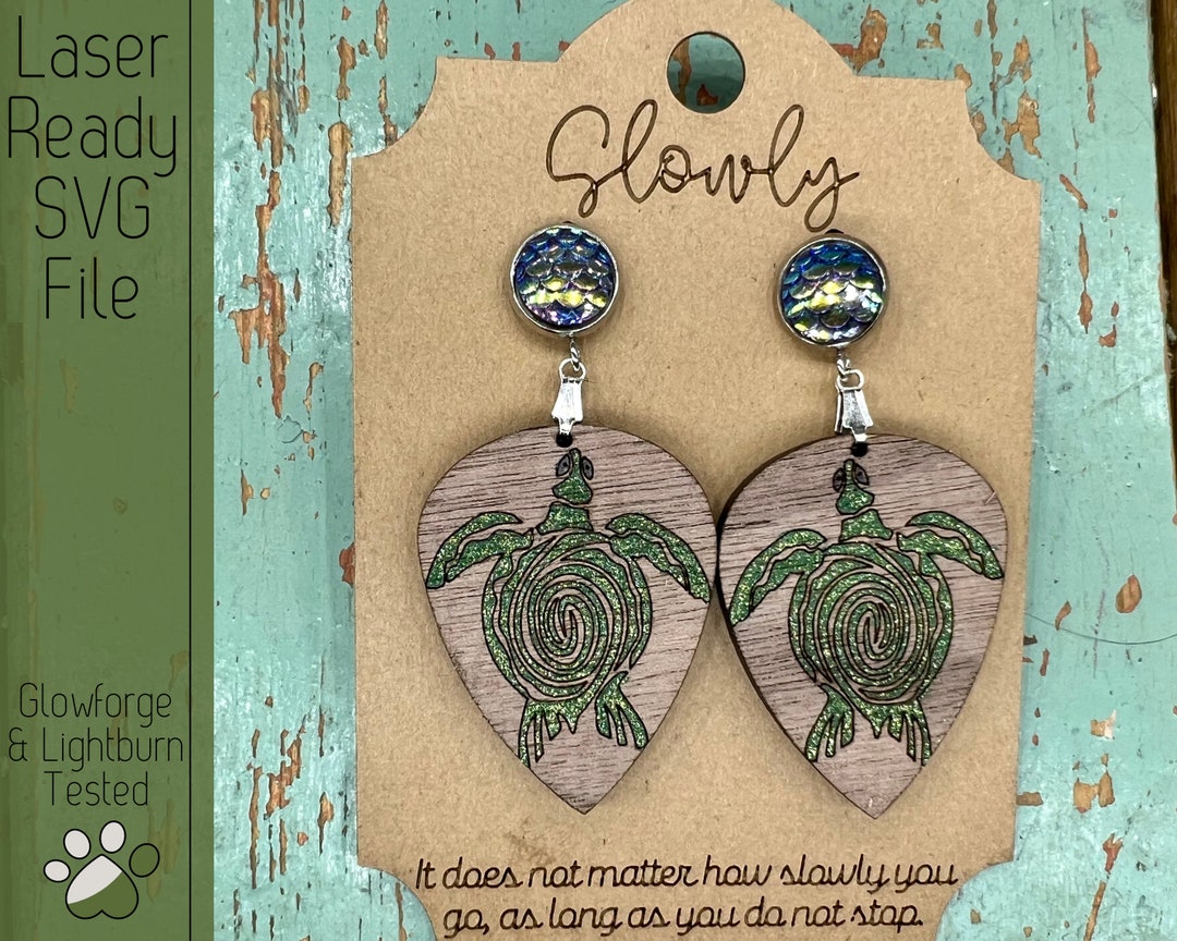 Slowly Sea Turtle Earring Set With Earring Card SVG File for Laser ...