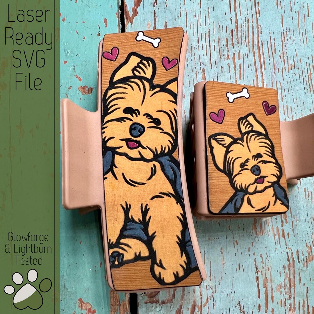 Yorkie Hair Clip SVG File for Laser Cutters, Dog Breed Large and Small ...