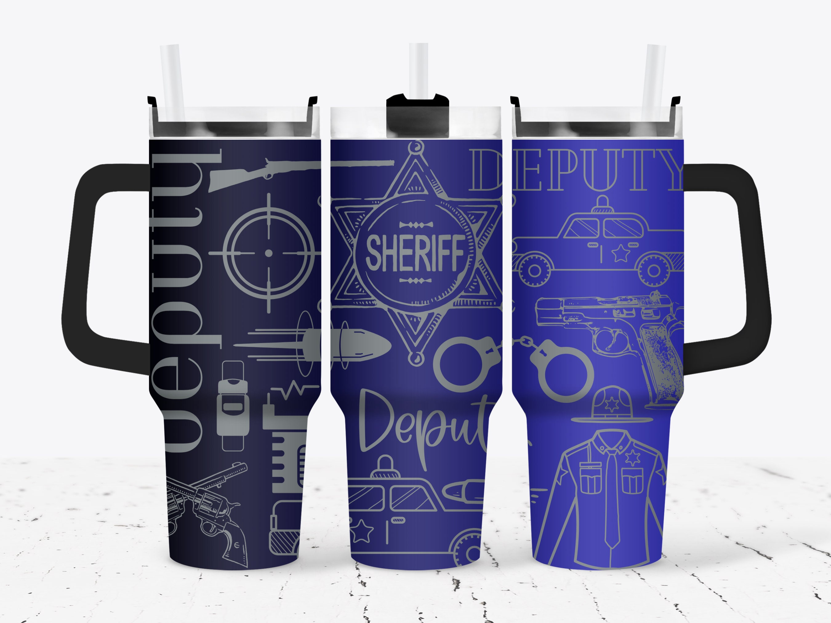 Sheriff Deputy Tumbler Wrap 40oz SVG File Laser, Engrave File for 40 Oz ...