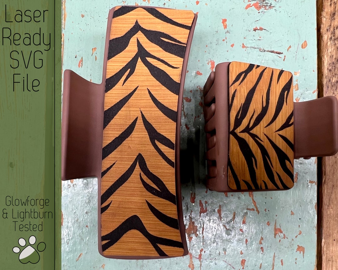 Tiger Print Hair Clip SVG File for Laser Cutters, Large and Small Claw ...