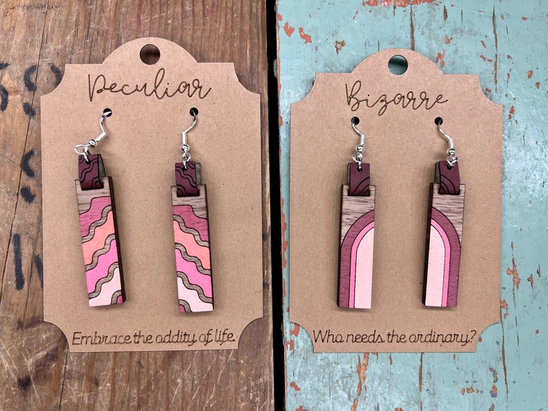 8 Leather Loop and Rectangle Geometric Earring Sets With - Etsy