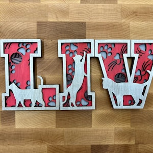 Cat Lover Alphabet SVG File for Laser Cutters, Glowforge 3 Layer ...