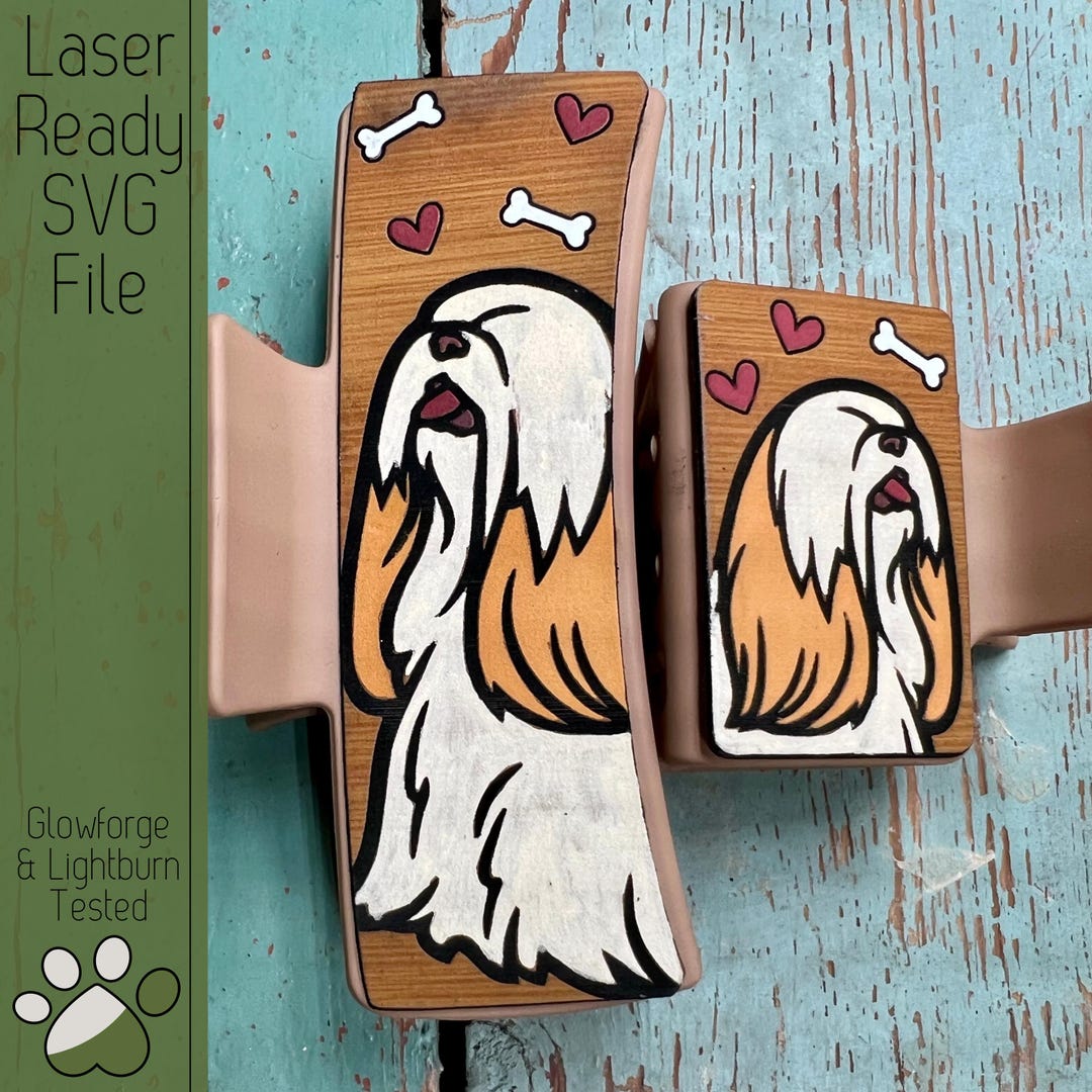 Lhasa Apso Hair Clip SVG File for Laser Cutters, Dog Breed Large and ...