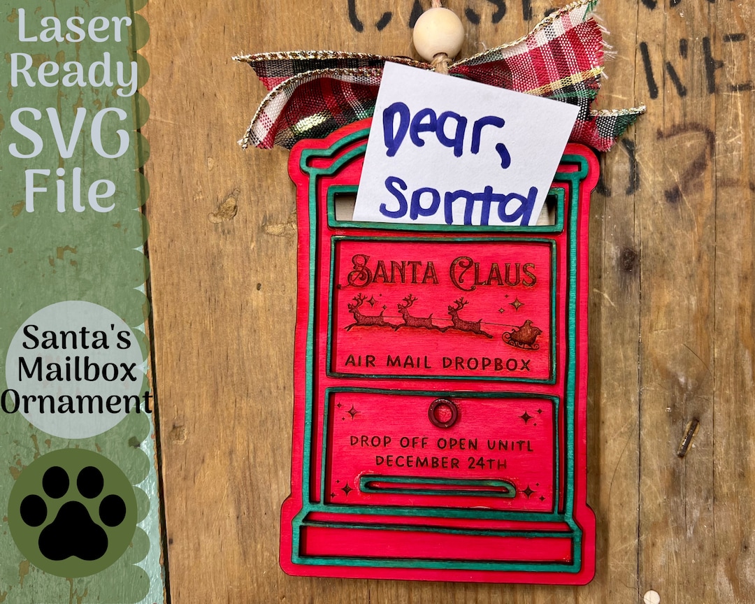 Santa's Mailbox Ornament SVG File for Laser Cutters, Functional ...