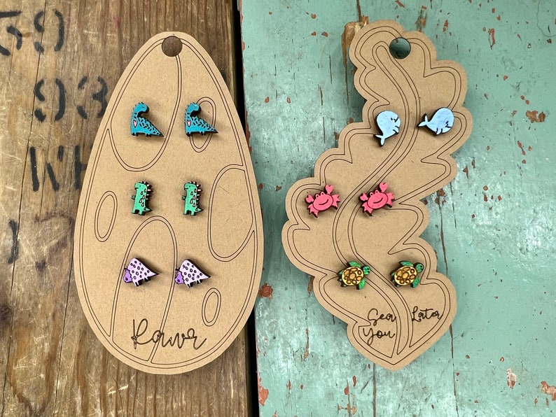 30 Stud Earrings With Earring Cards SVG File for Laser Cutters ...