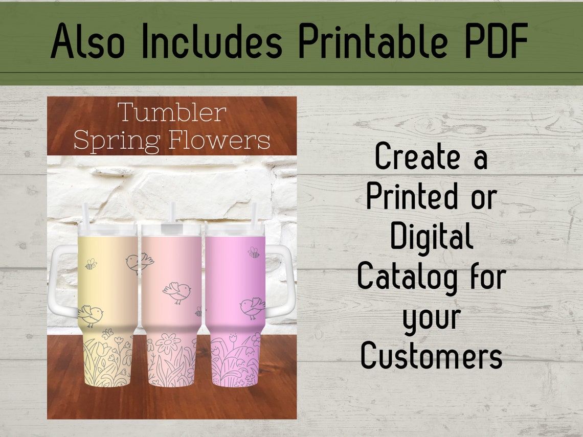 Spring Flowers Tumbler Wrap 40oz SVG File Laser, Engrave File for 40 Oz ...