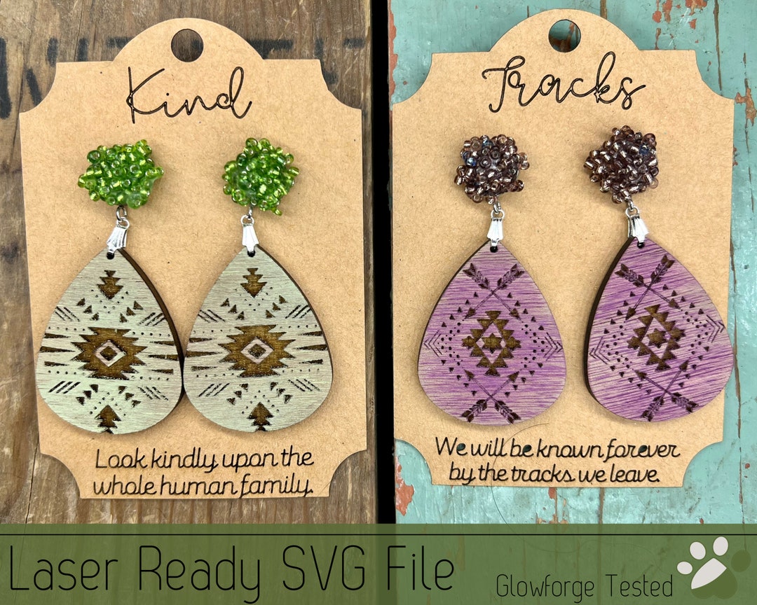 Native Tear Drop Earring Set With Earring Card SVG File for Laser ...