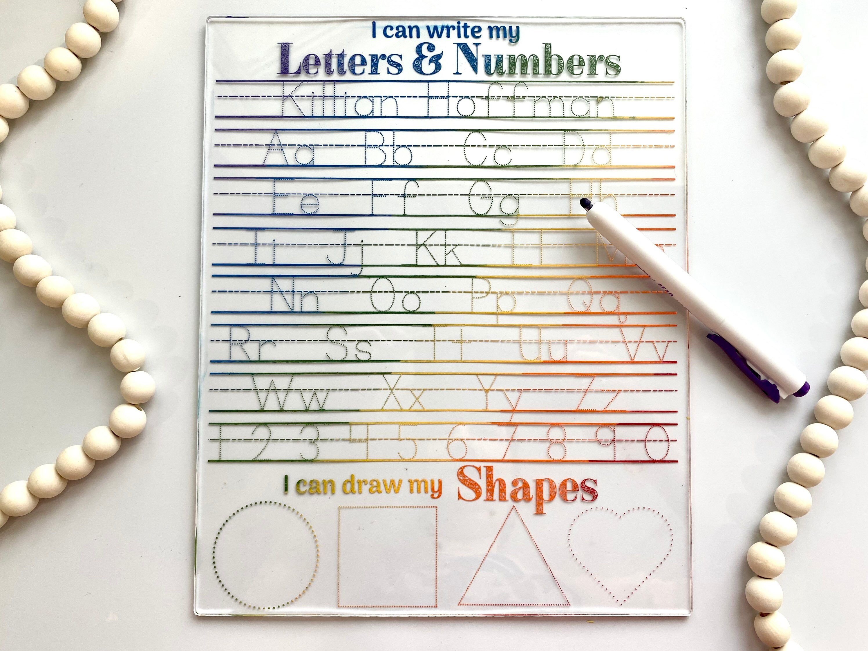 SVG File for Reusable Dry Erase Writing Board Childs Name - Etsy