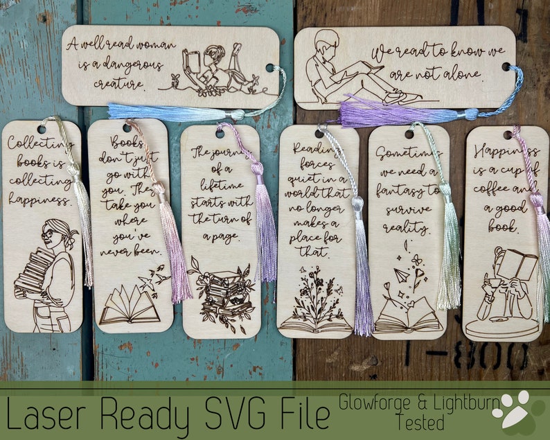 Beautiful Bookmark Bundle SVG File for Glowforge and Laser Cutters, 8 ...
