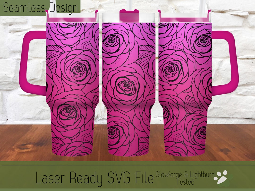 Layered Roses Tumbler Wrap 40oz SVG File Laser, Engrave File for 40 Oz ...