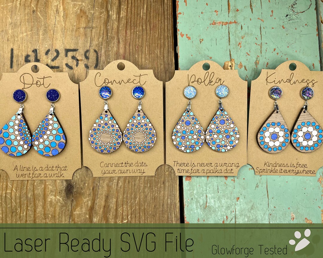 4 Dot Mandala Earring Sets With Earring Cards SVG File for Laser ...