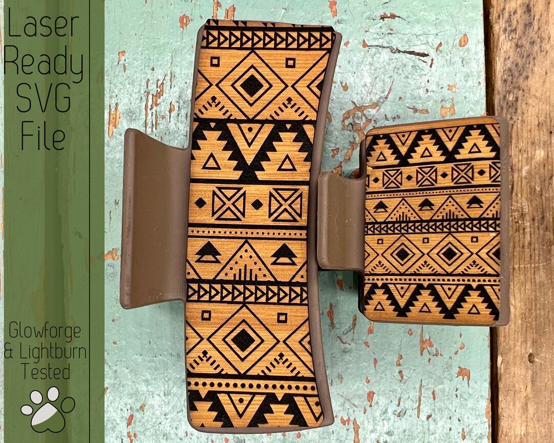 Tribal Pattern Hair Clip SVG File for Laser Cutters, Large and Small ...