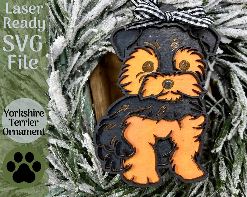 Yorkshire Terrier Yorkie Ornament SVG File for Laser Cutters - Etsy