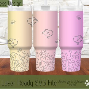 Spring Flowers Tumbler Wrap 40oz SVG File Laser, Engrave File for 40 Oz ...