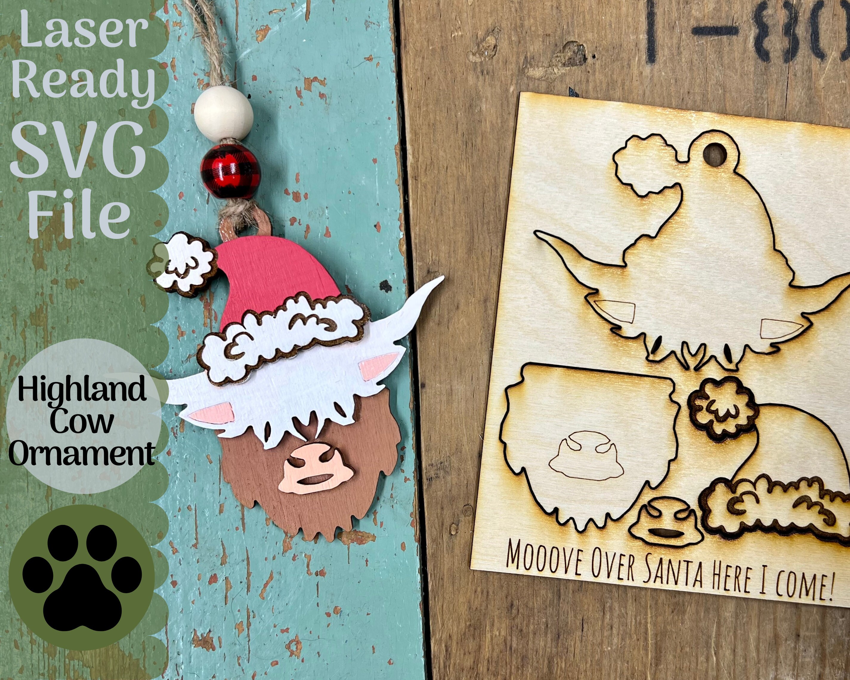 Highland Cow DIY Ornament SVG File for Laser Cutters, Glowforge Ready ...