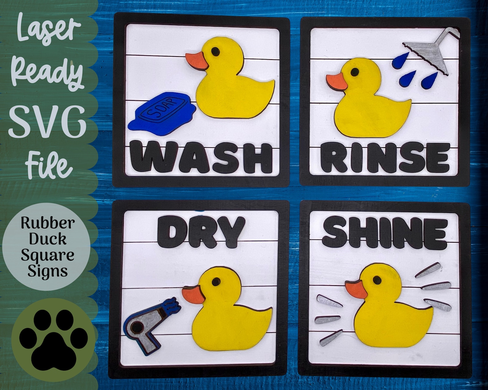Rubber Duck Sign Set SVG File for Laser Cutters, 4 Signs With Shiplap ...