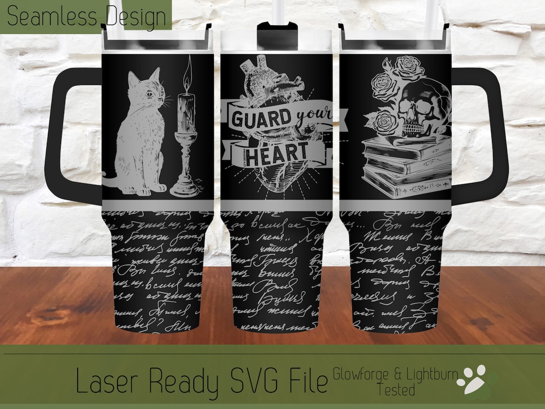 Vintage Gothic Tumbler Wrap 40oz SVG File Laser, Engrave File for 40 Oz ...