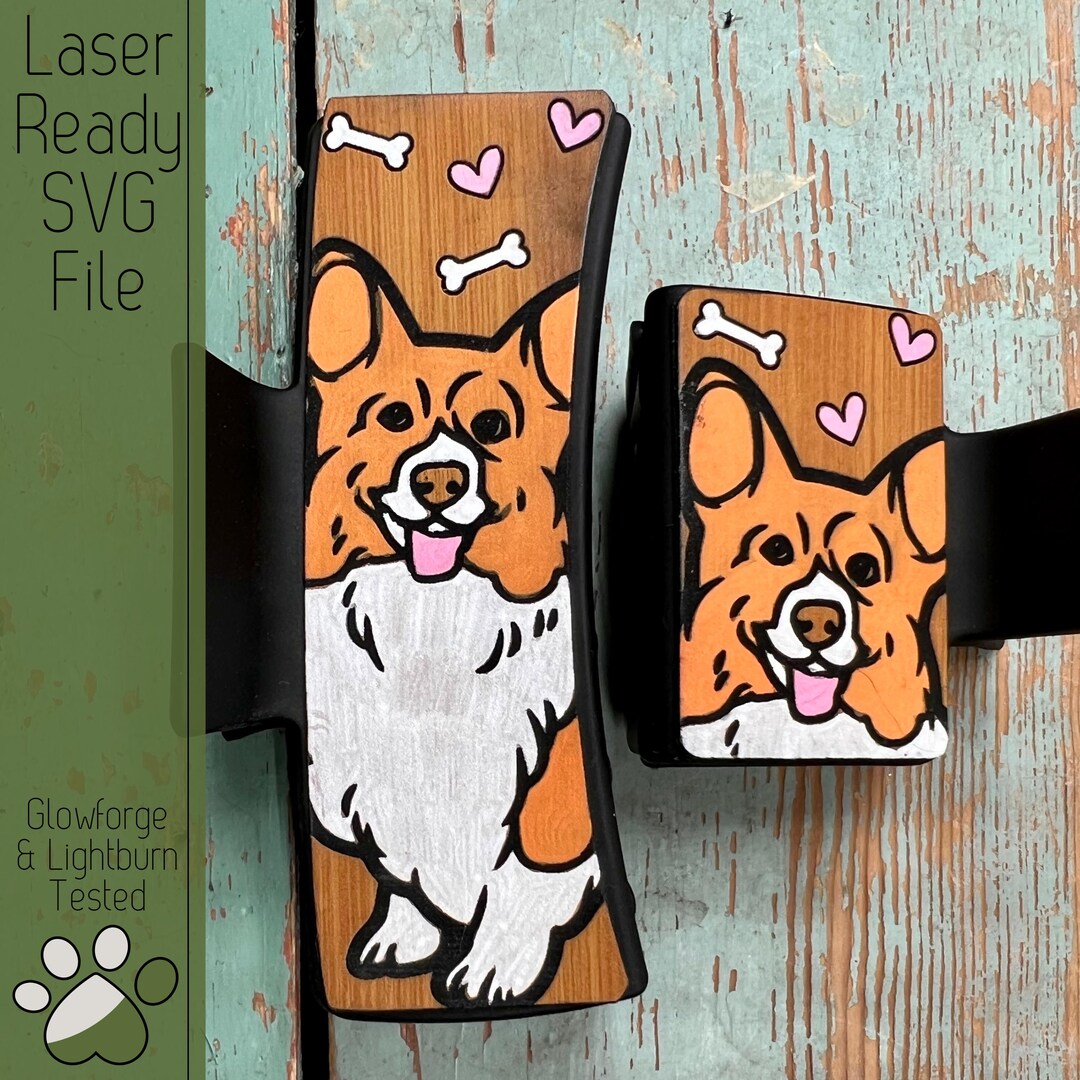 Corgi Hair Clip SVG File for Laser Cutters, Dog Large and Small Claw ...
