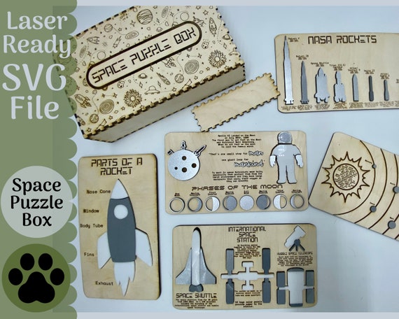 Space Puzzle SVG File for Glowforge and Laser Cutters Space - Etsy