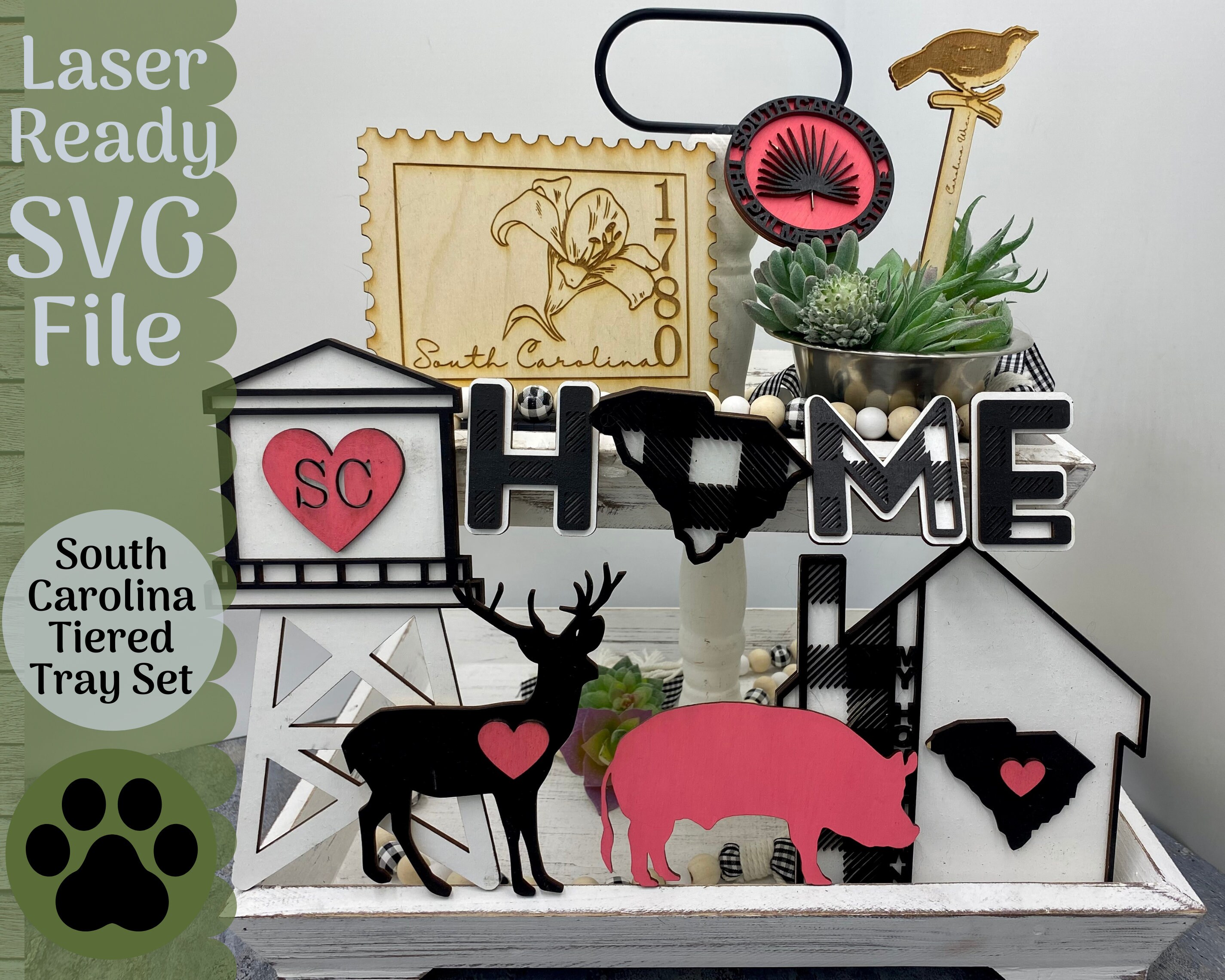 SVG File South Carolina Tiered Tray Set My Home State Laser | Etsy