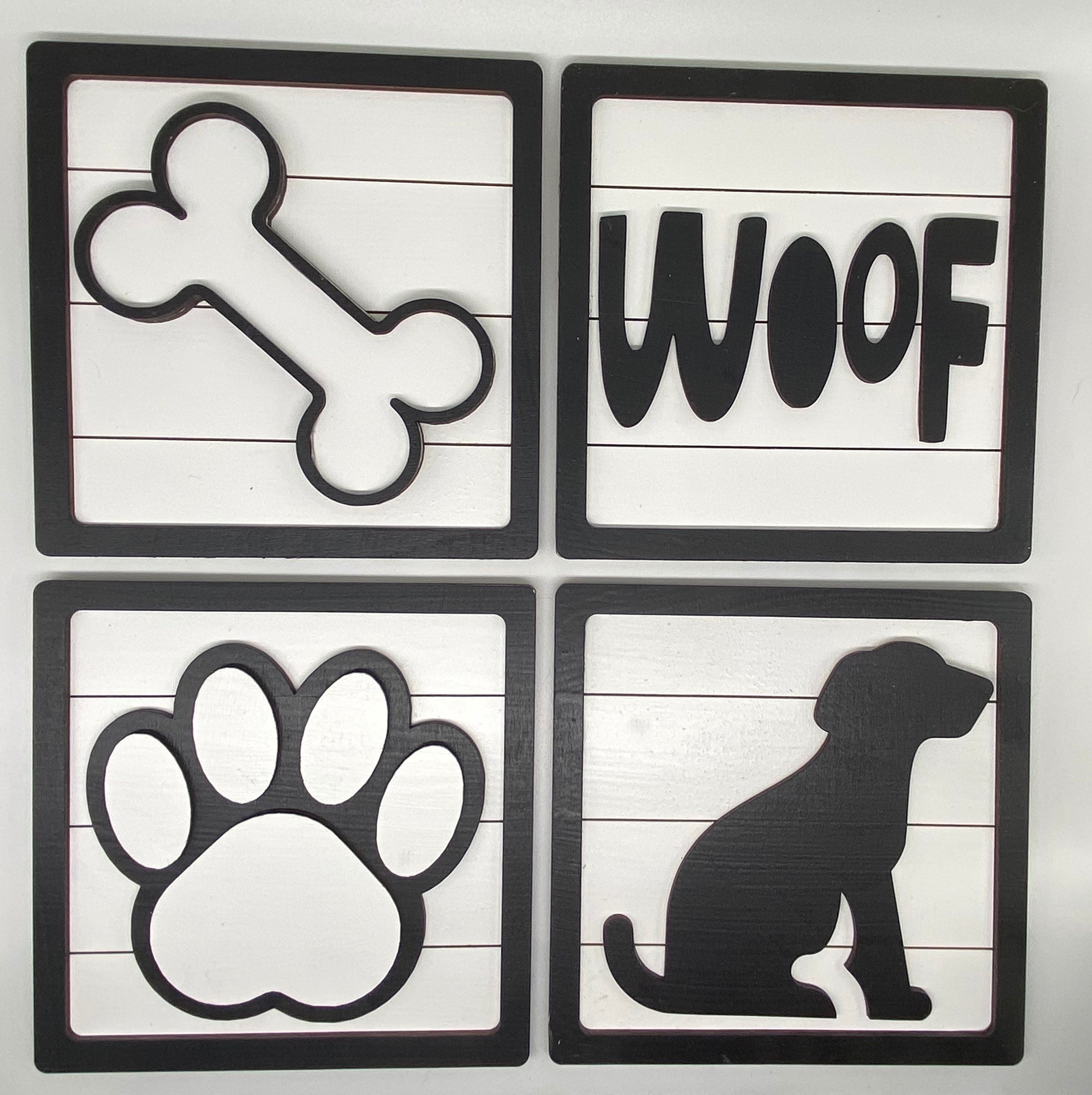 Dog Sign Set SVG File for Laser Cutters, 4 Signs With Shiplap and Dog ...