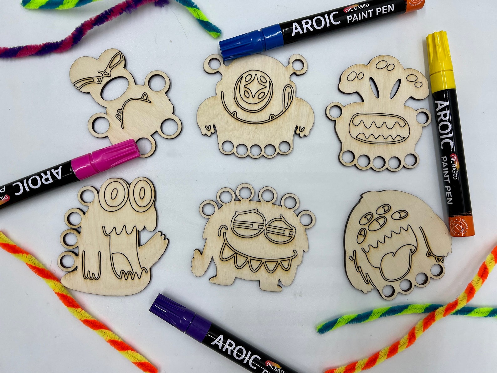 Pipe Cleaner Monsters SVG File for Laser Cutters, Glowforge DIY Kit ...
