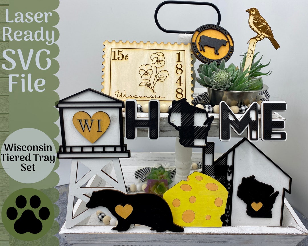 SVG File Wisconsin Tiered Tray Set, My Home State Laser Cut File, SVG ...