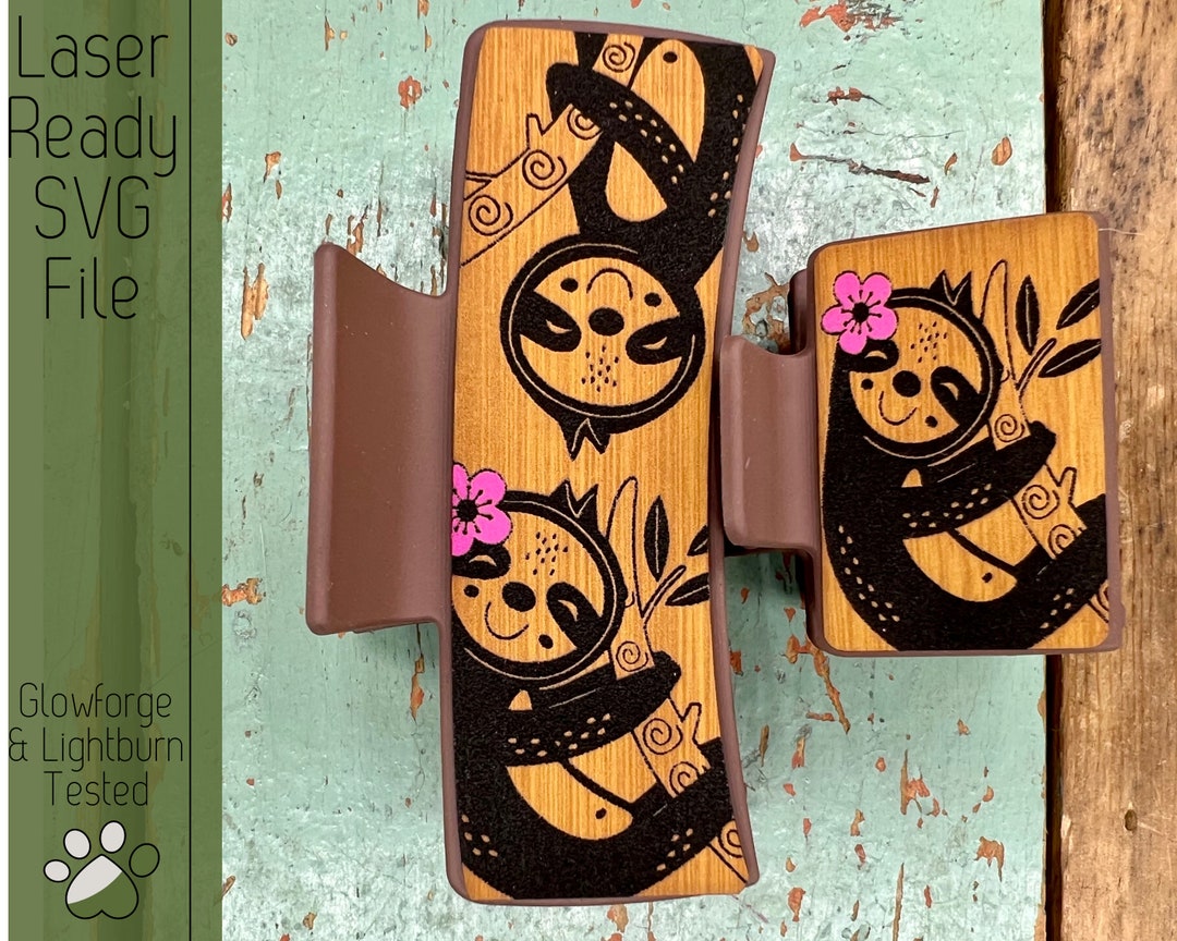 Sloth Hair Clip SVG File for Laser Cutters, Large and Small Claw Hair ...
