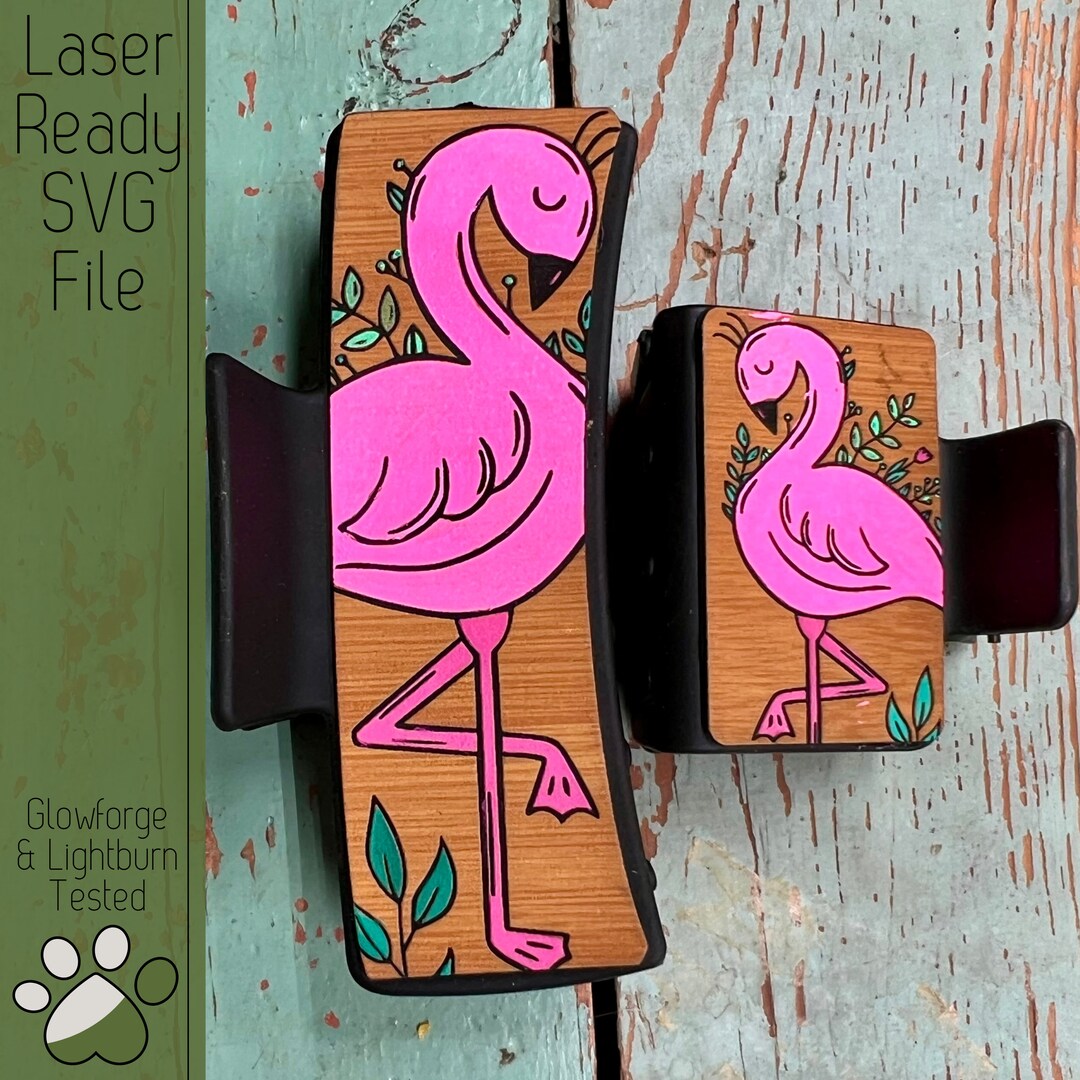 Flamingo Summer Hair Clip SVG File for Laser Cutters, Large and Small ...