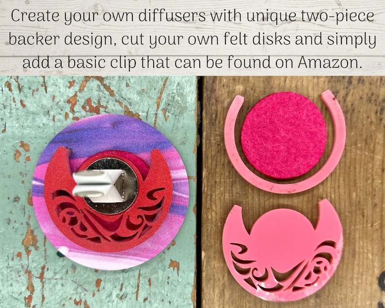 4 Flower Car Vent Clip Diffuser Design Bundle SVG File, Includes Backer ...
